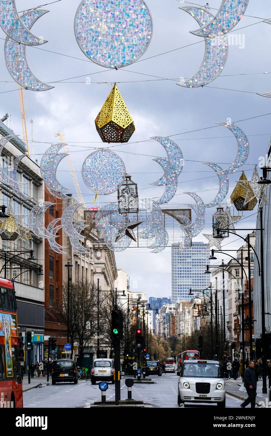 Oxford Street, London, UK. 2nd Mar 2024. Lights and decorations on ...