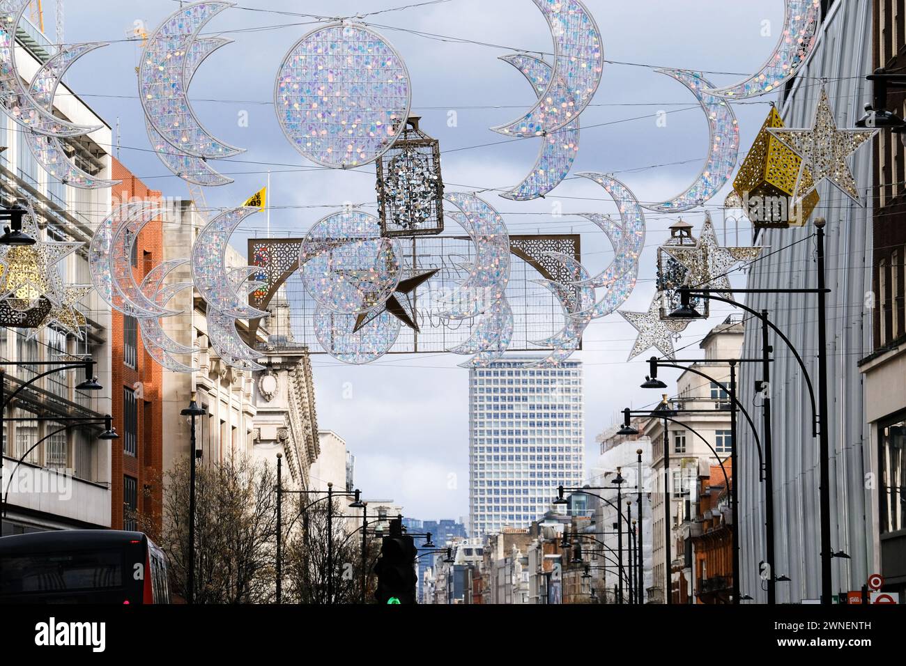 Oxford Street, London, UK. 2nd Mar 2024. Lights and decorations on ...