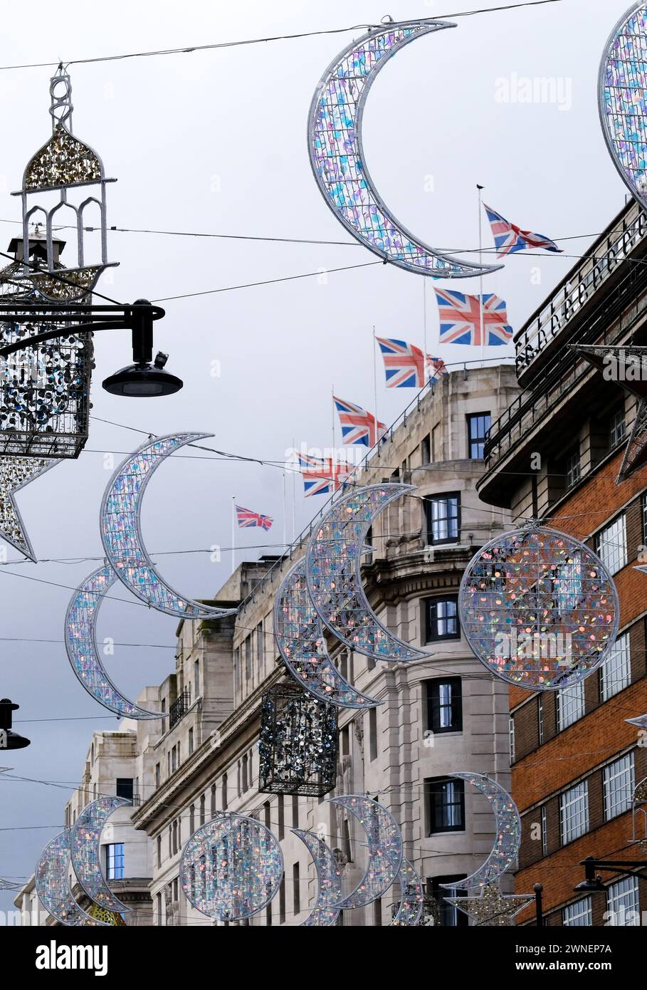 Oxford Street, London, UK. 2nd Mar 2024. Lights and decorations on ...