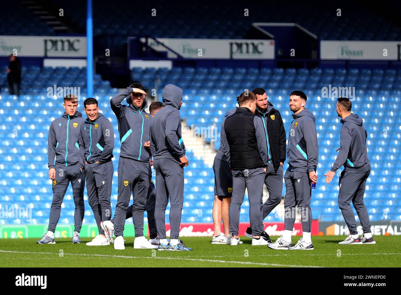 Oxford United players inspect the pitch before the Sky Bet League One ...