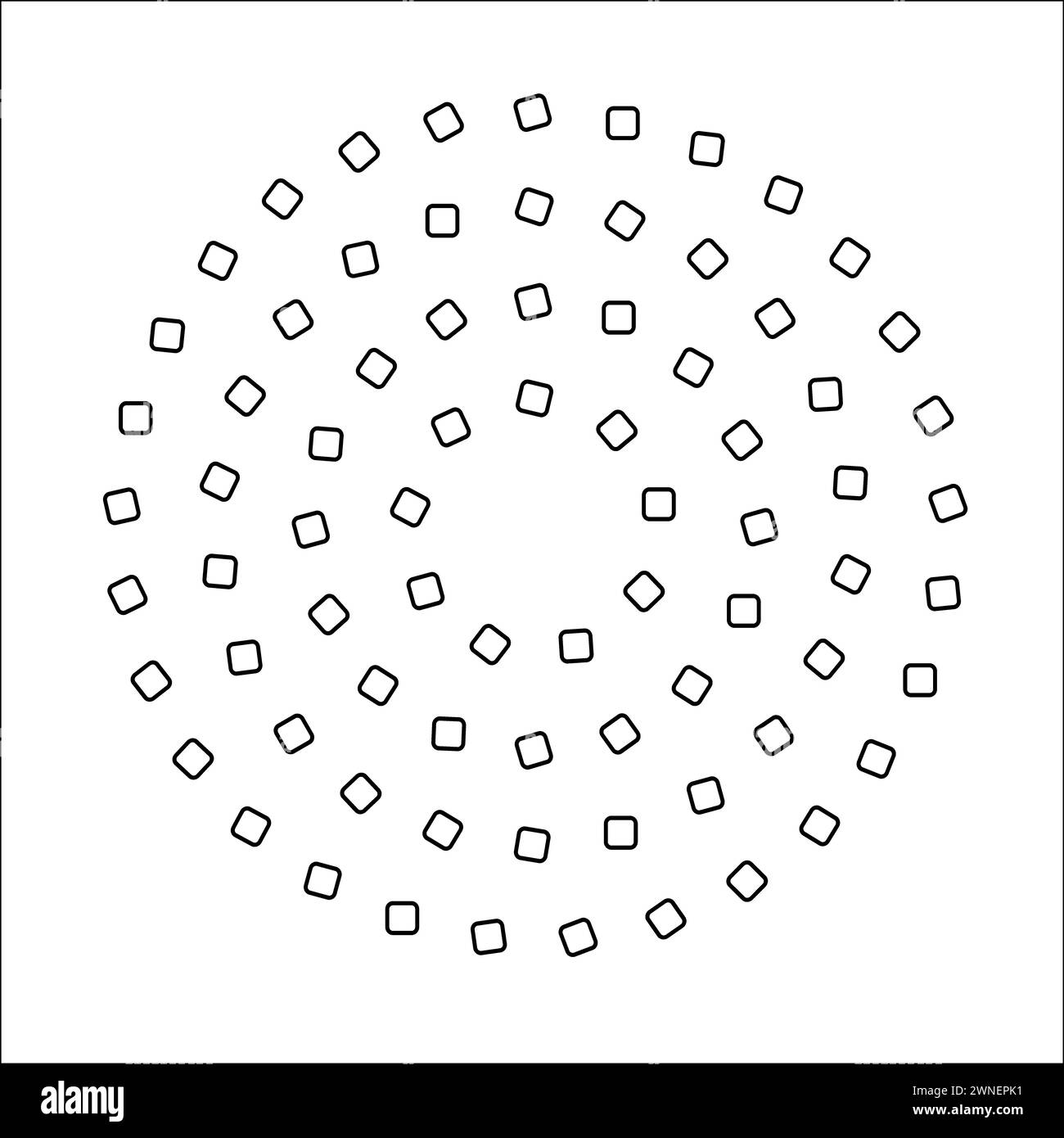 An optical illusion of small squares set in circles that appear to be ...