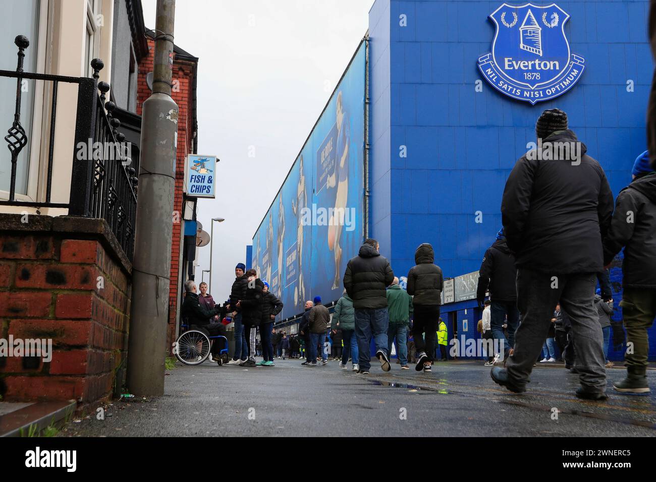 Everton fans outside the stadium ahead of the Premier League match ...