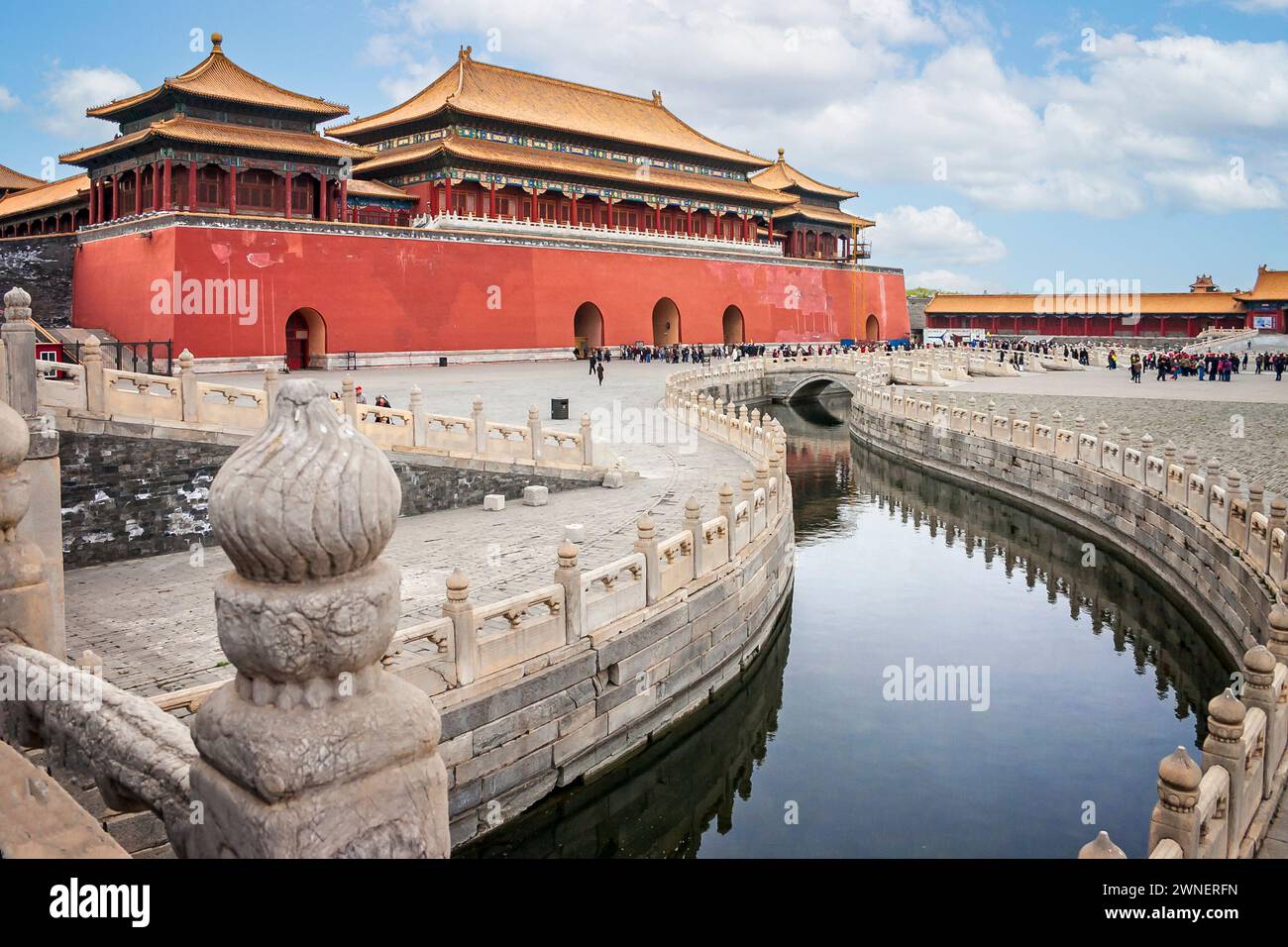 View of Meridian Gate and the Golden Water Bridge in the Forbidden City ...