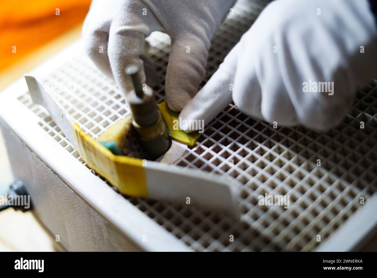 Stained glass workshop. Close up Stock Photo - Alamy