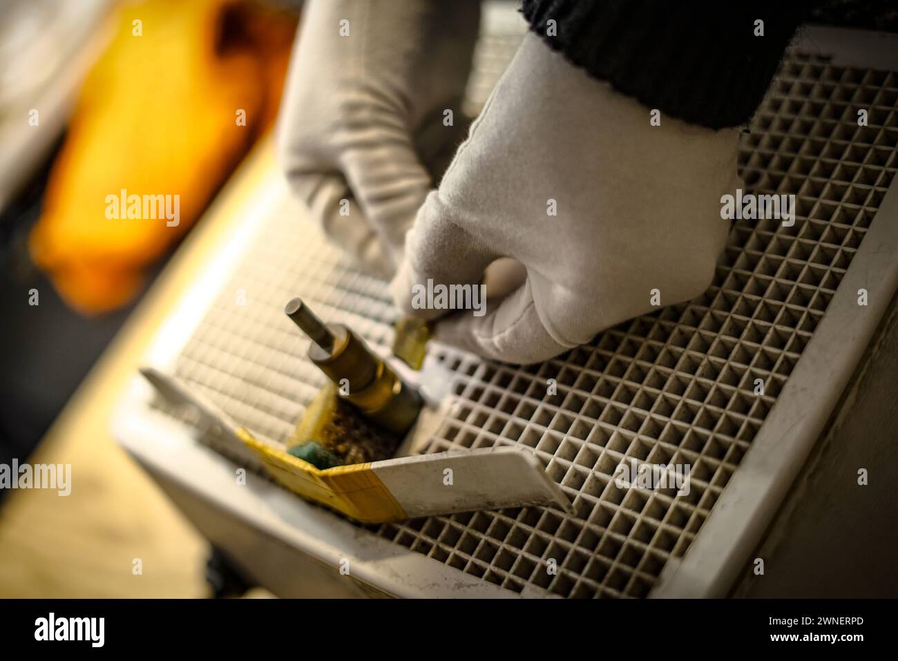 Stained glass workshop. Close up Stock Photo - Alamy