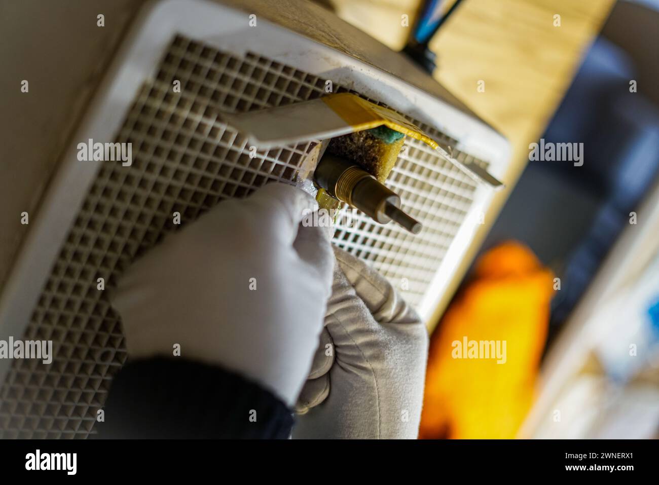 Stained glass workshop. Close up Stock Photo - Alamy