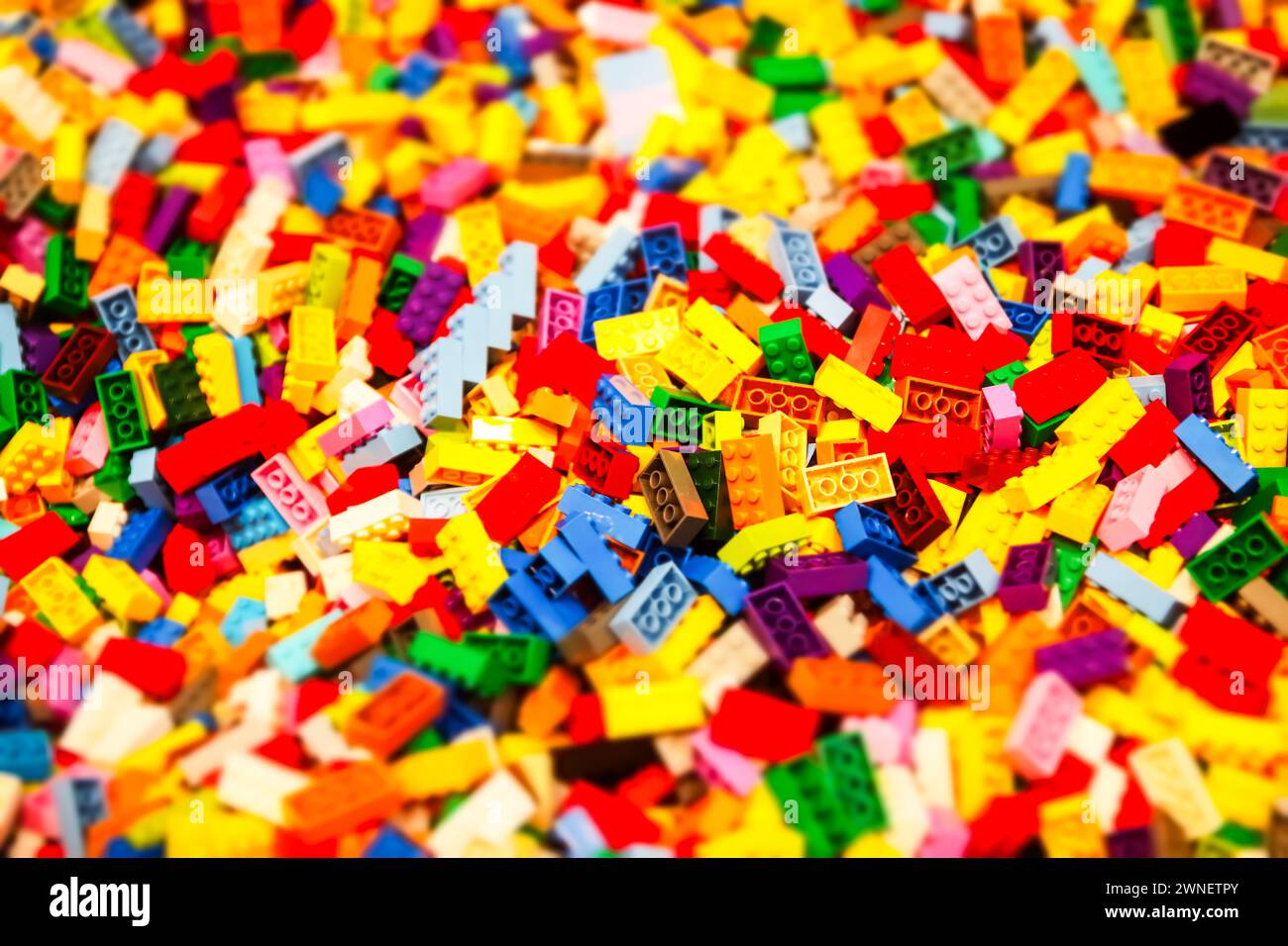 Billund, Denmark - 17 June 2023: Multi-colored plastic Lego brick ...