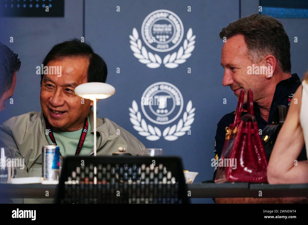 Co-owner of Red Bull Chalerm Yoovidhya and team principal Christian Horner before the Bahrain ...