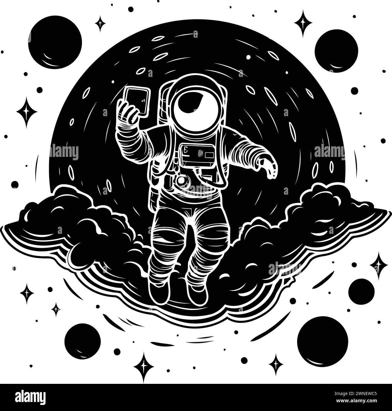 Drawing Of Astronaut On Moon