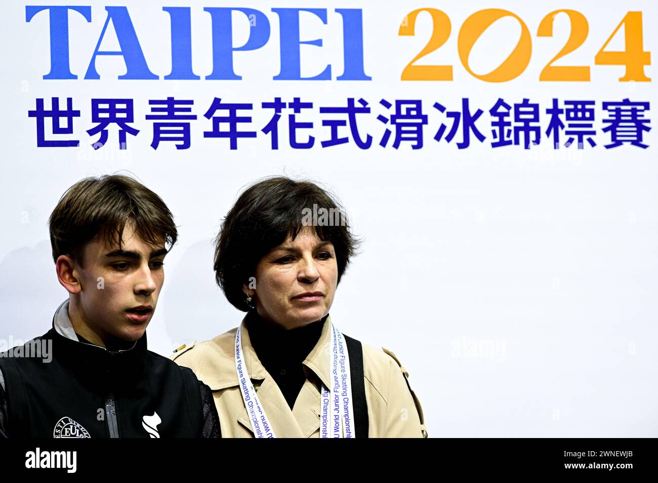 Arlet LEVANDI (EST), at Kiss & Cry, during Junior Men Free Skating, at ...