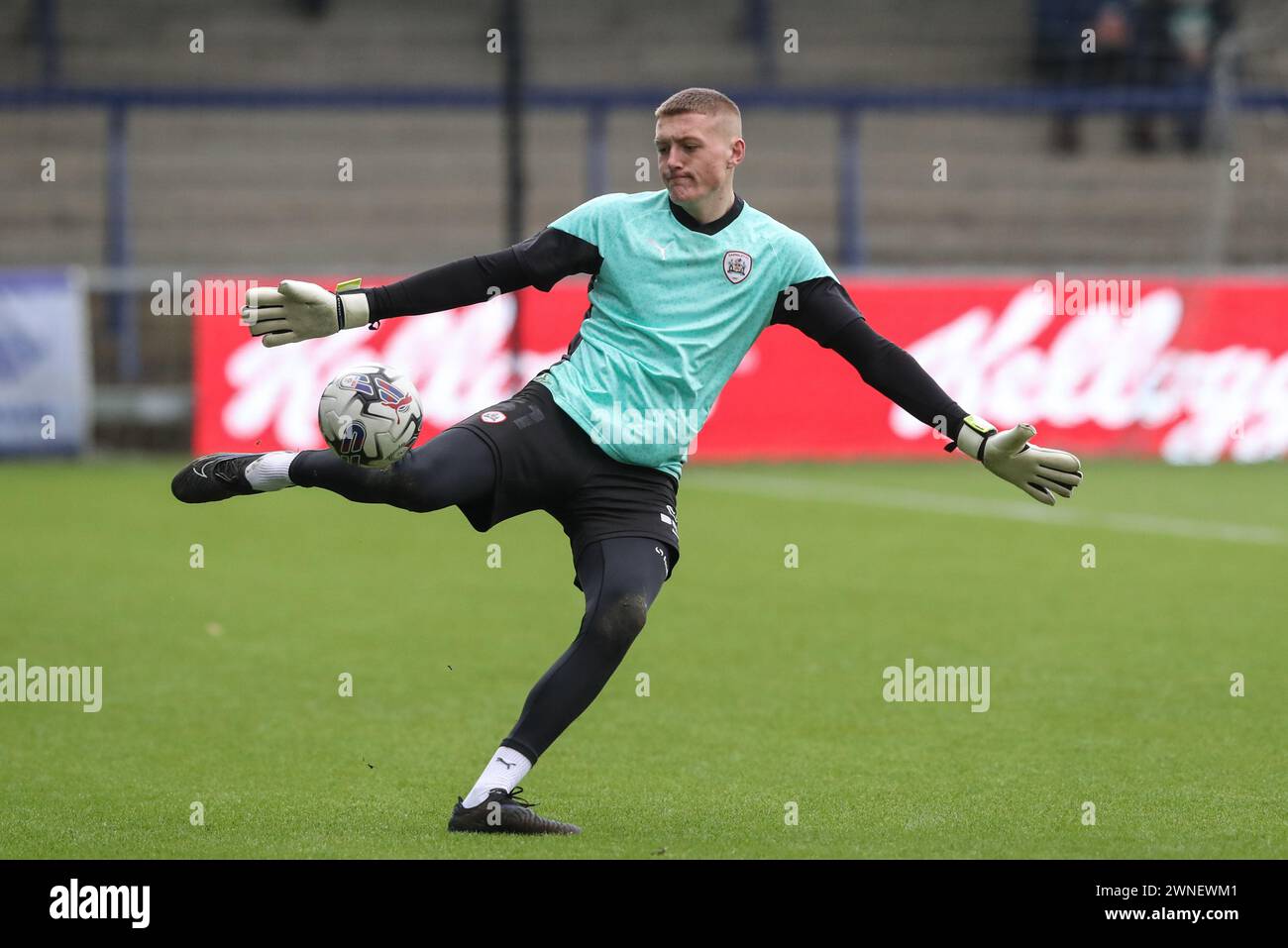 Rogan Ravenhill of Barnsley in the pregame warmup session during the ...