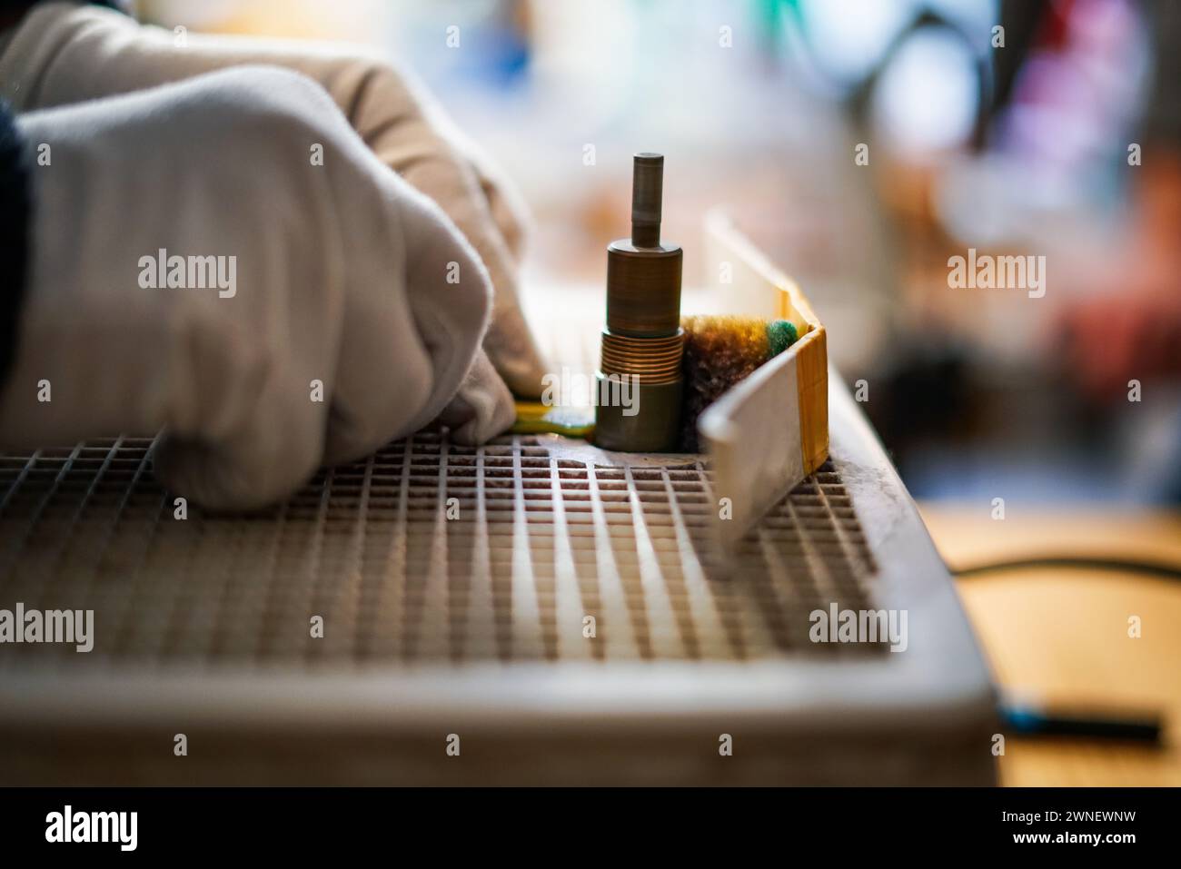 Stained glass workshop. Close up Stock Photo - Alamy