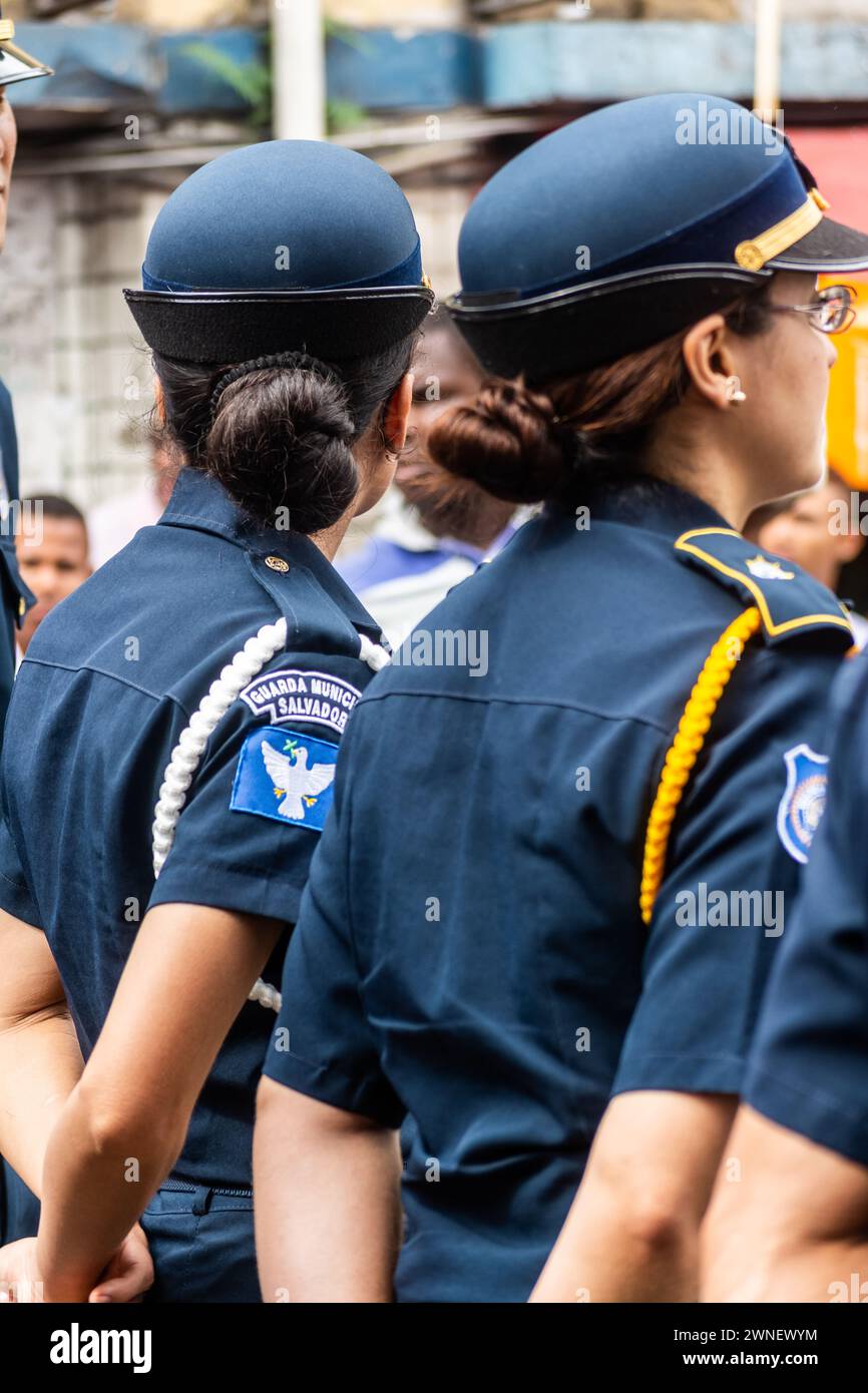 Soldiers from the municipal guard of the city of Salvador are seen ...