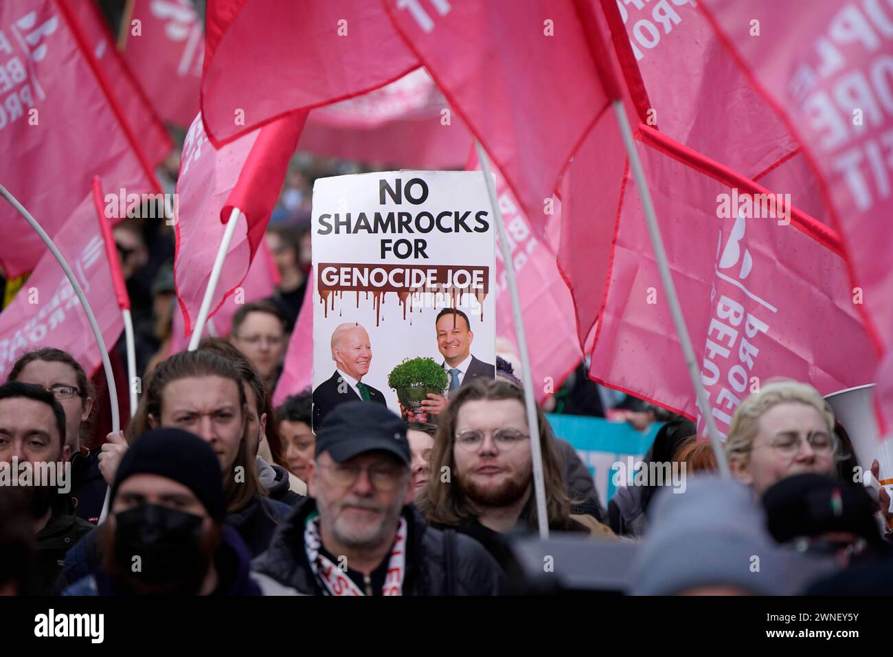 People during the Stand Together solidarity march in Dublin. The ...