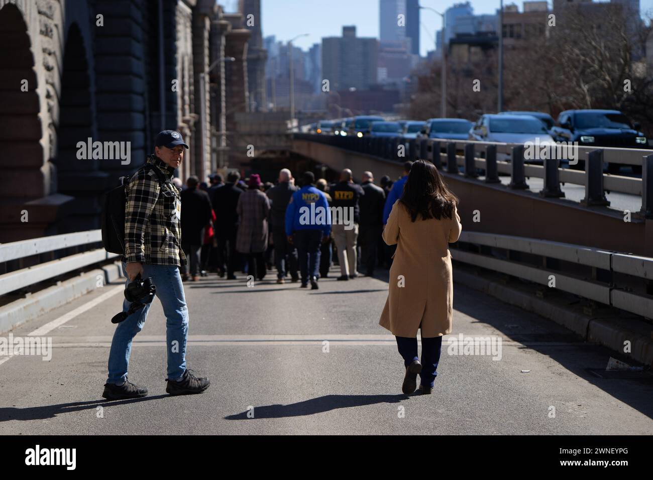New York City, USA. 01st Mar, 2024. The ramp to the Brooklyn Bridge at ...