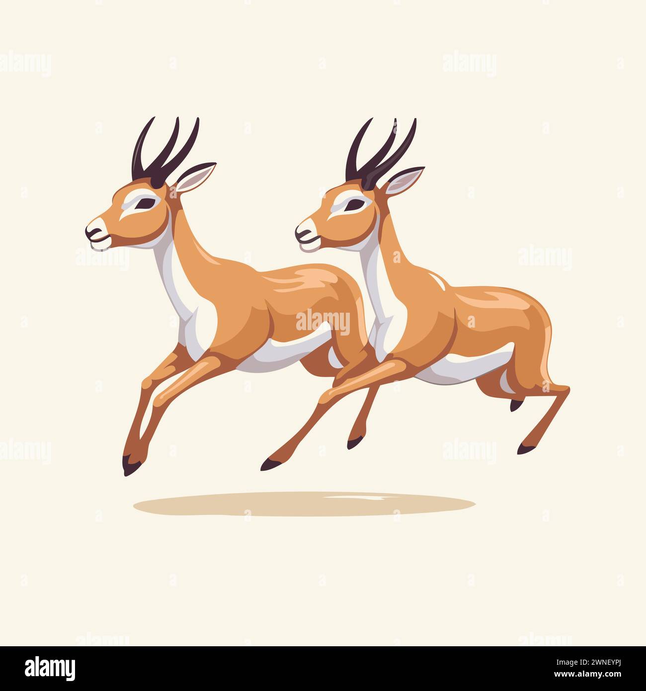 Two antelopes running. cartoon vector illustration isolated on white ...