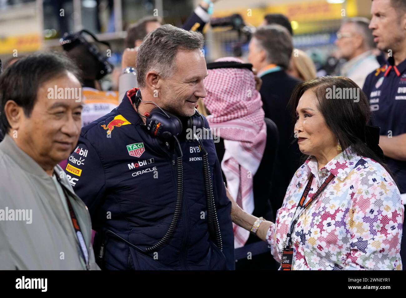 Red Bull co-owner Chalerm Yoovidhya, left, and his wife Daranee, right ...