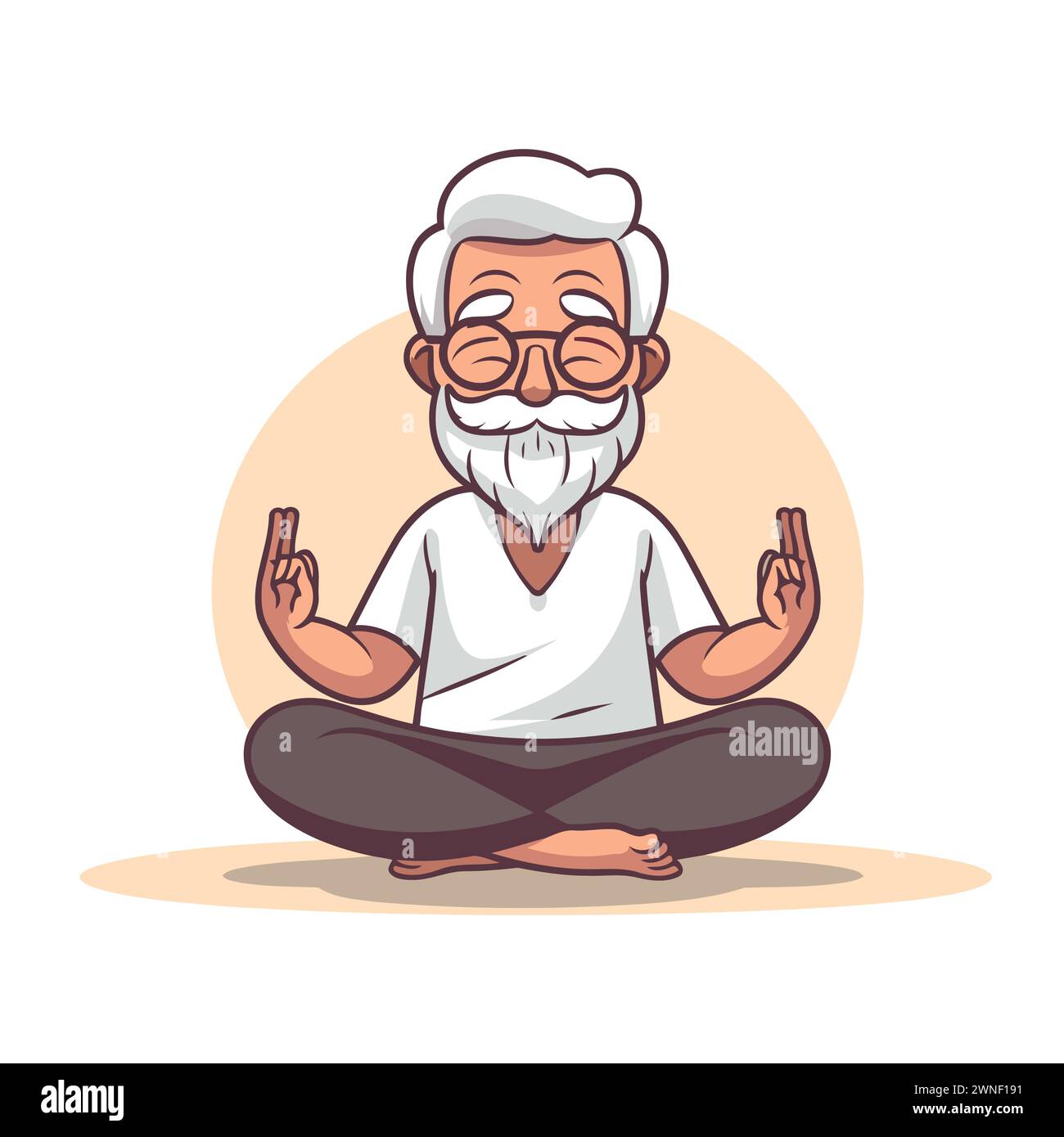 Elderly man meditating in lotus position. Vector illustration Stock ... Elderly man meditating in lotus position. Vector illustration Stock ...