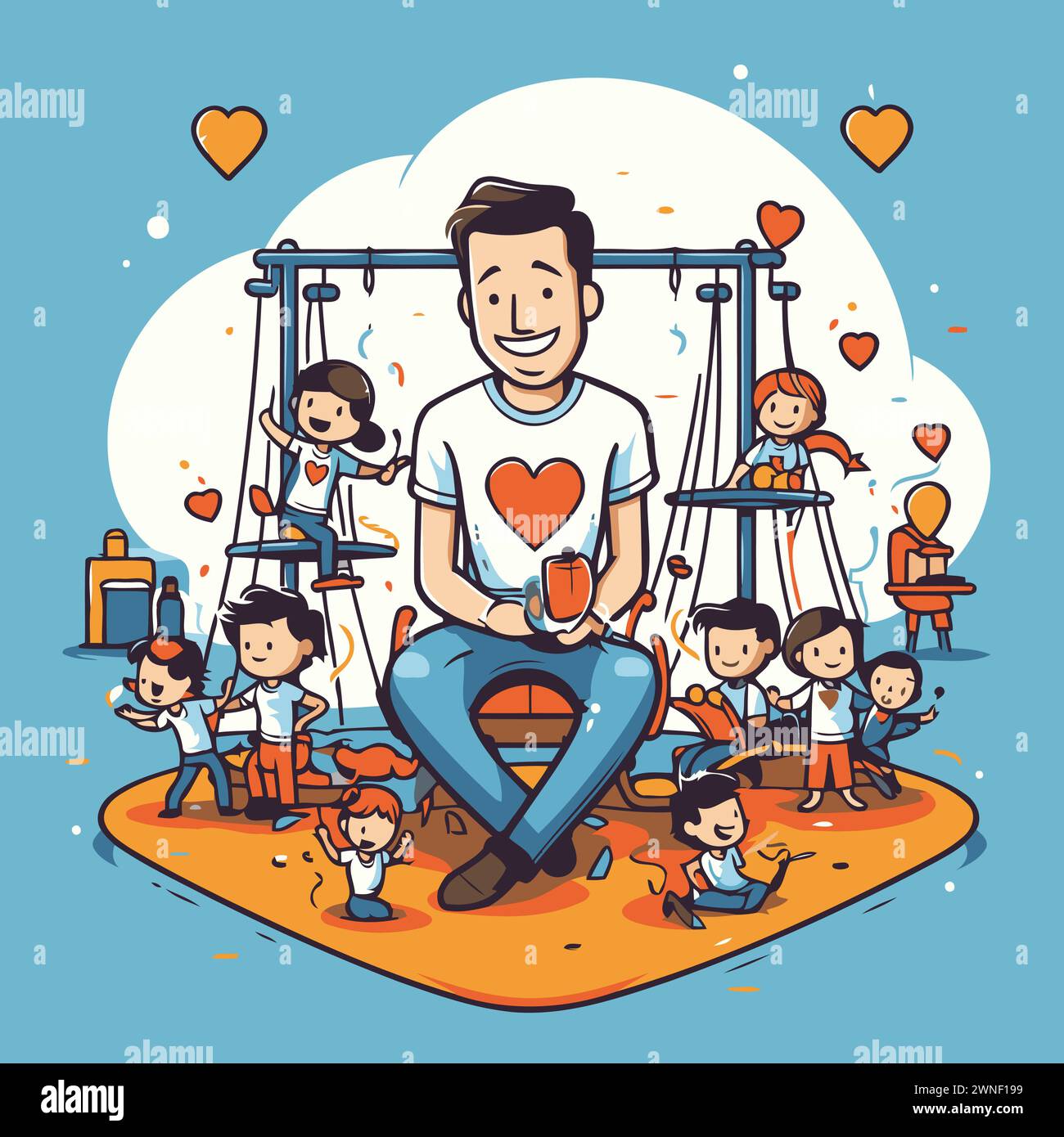 Father kid playground Stock Vector Images - Alamy