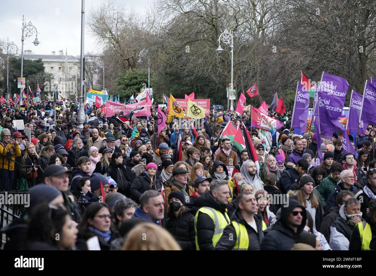 People during the Stand Together solidarity march in Dublin. The ...
