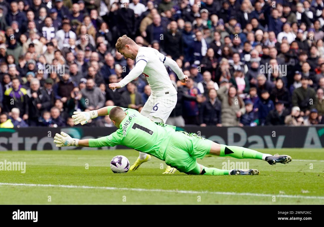 Tottenham Hotspur's Timo Werner fails to round Crystal Palace ...