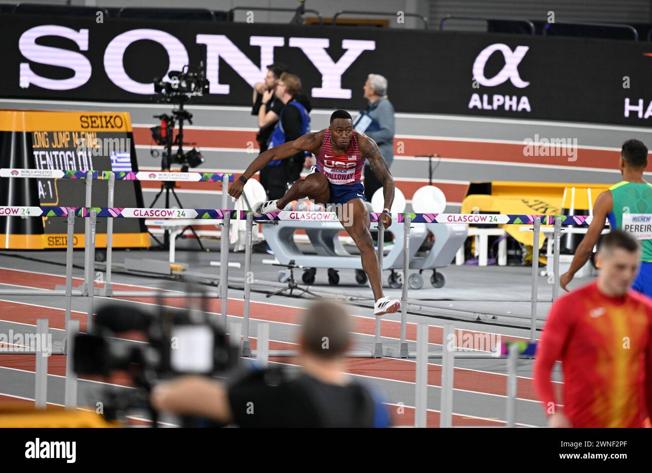 Grant Holloway wins his heat n the 60m hurdles for men at the world ...