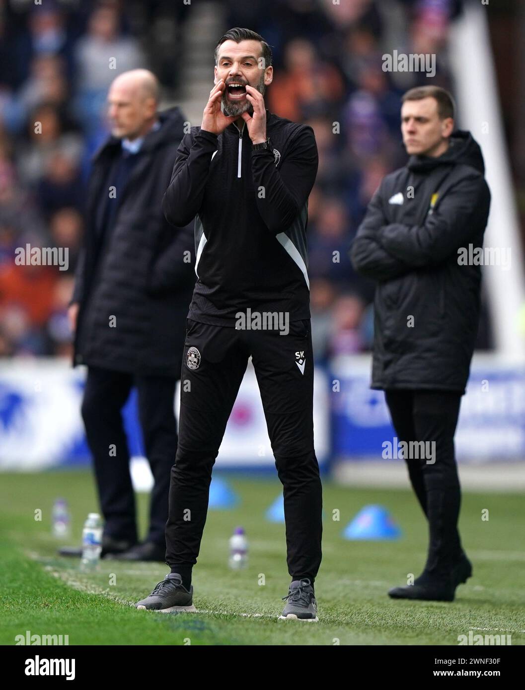 Motherwell manager Stuart Kettlewell gestures on the touchline during ...