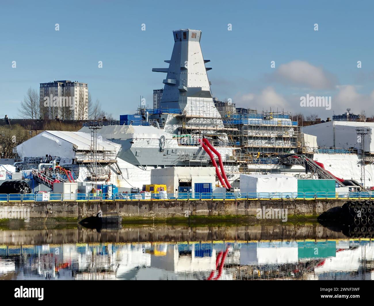 HMS Glasgow warship frigate construction in progress at BAE Systems on ...