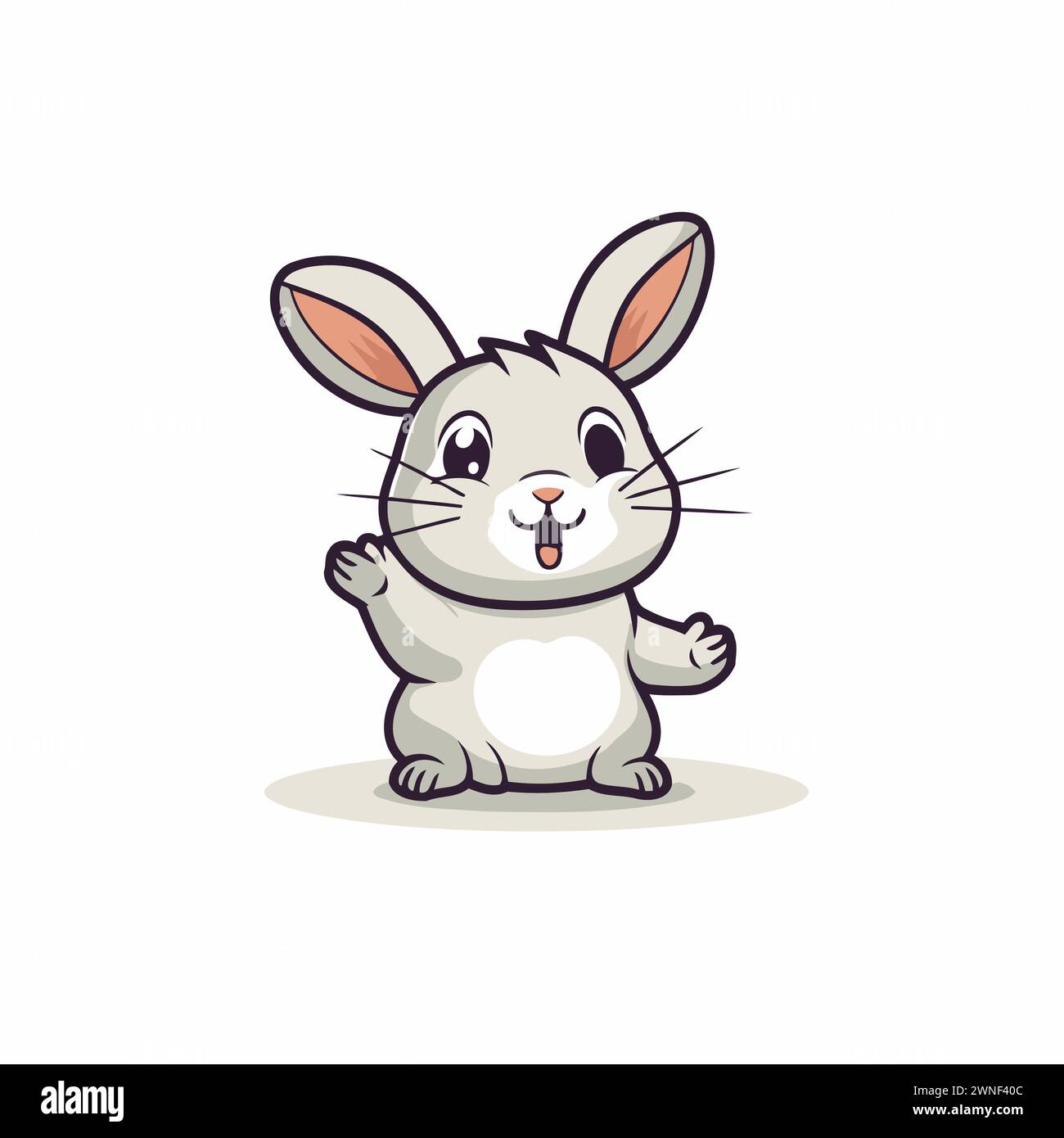Cute cartoon rabbit. Vector illustration. Isolated on white background ...