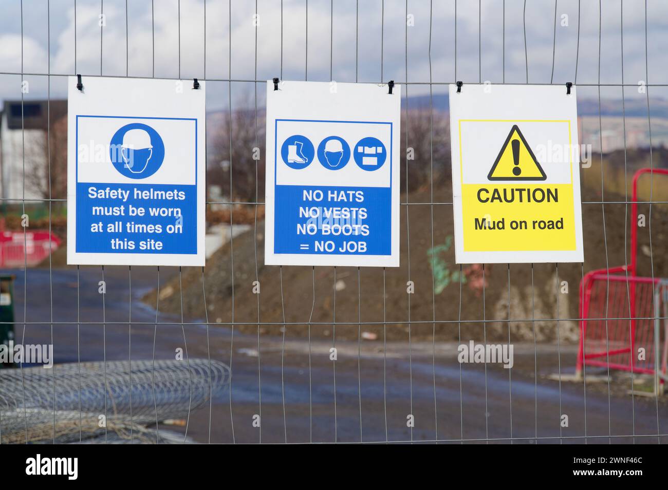Construction site health and safety message rules sign board signage on ...