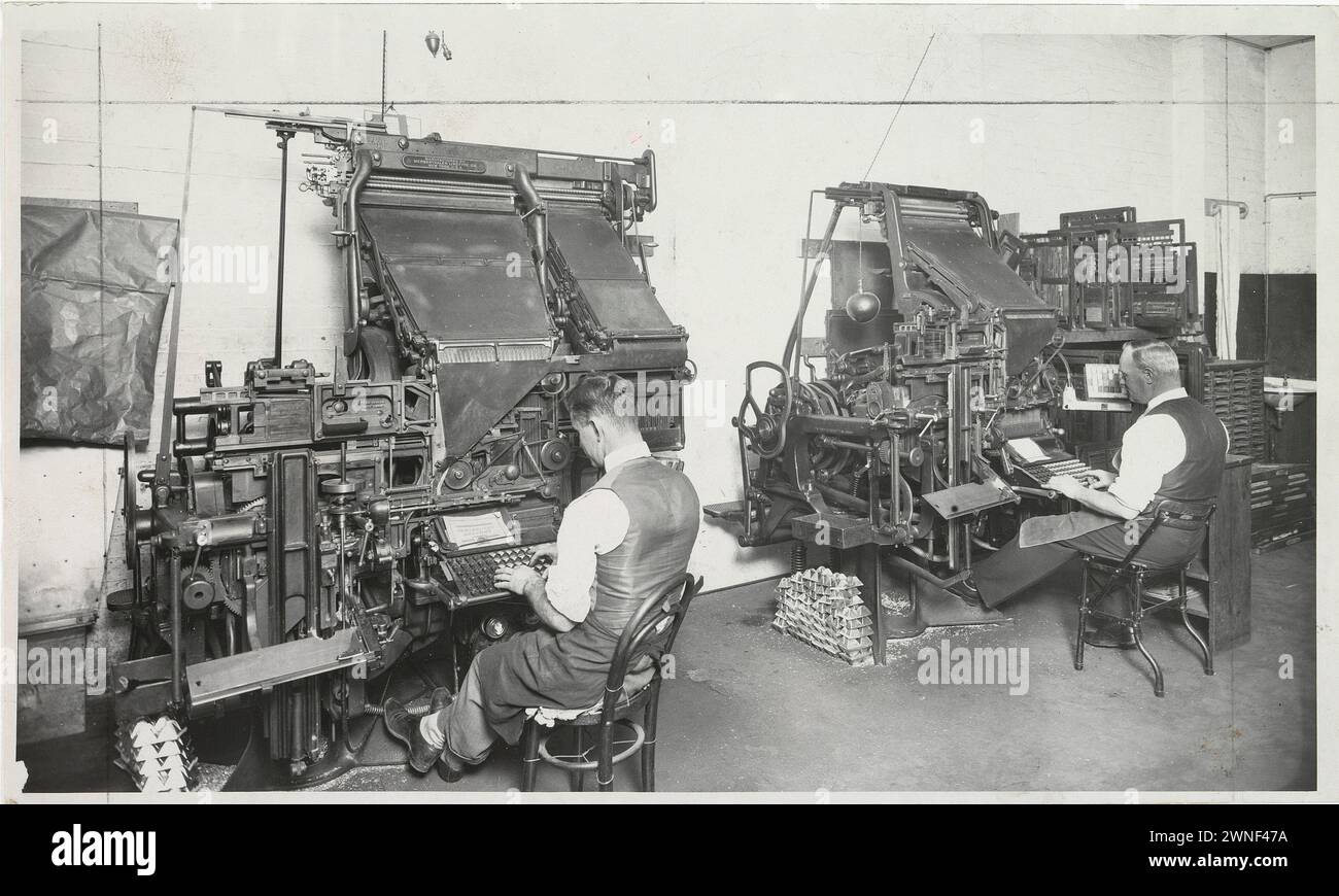 Vintage Australian Photography 1930s. Men working in The printing ...