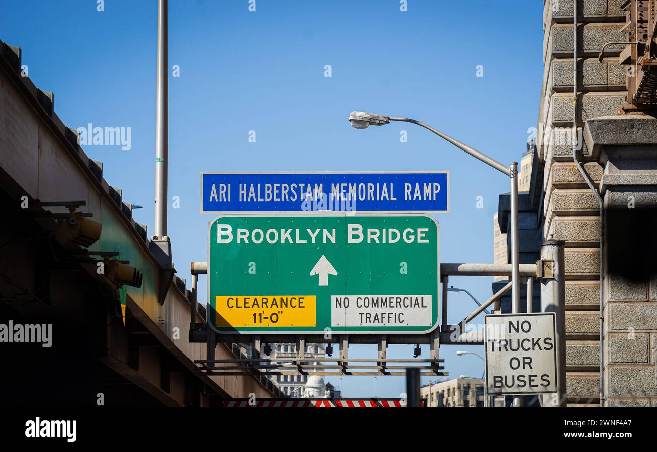 New York City, USA. 01st Mar, 2024. The ramp to the Brooklyn Bridge at ...