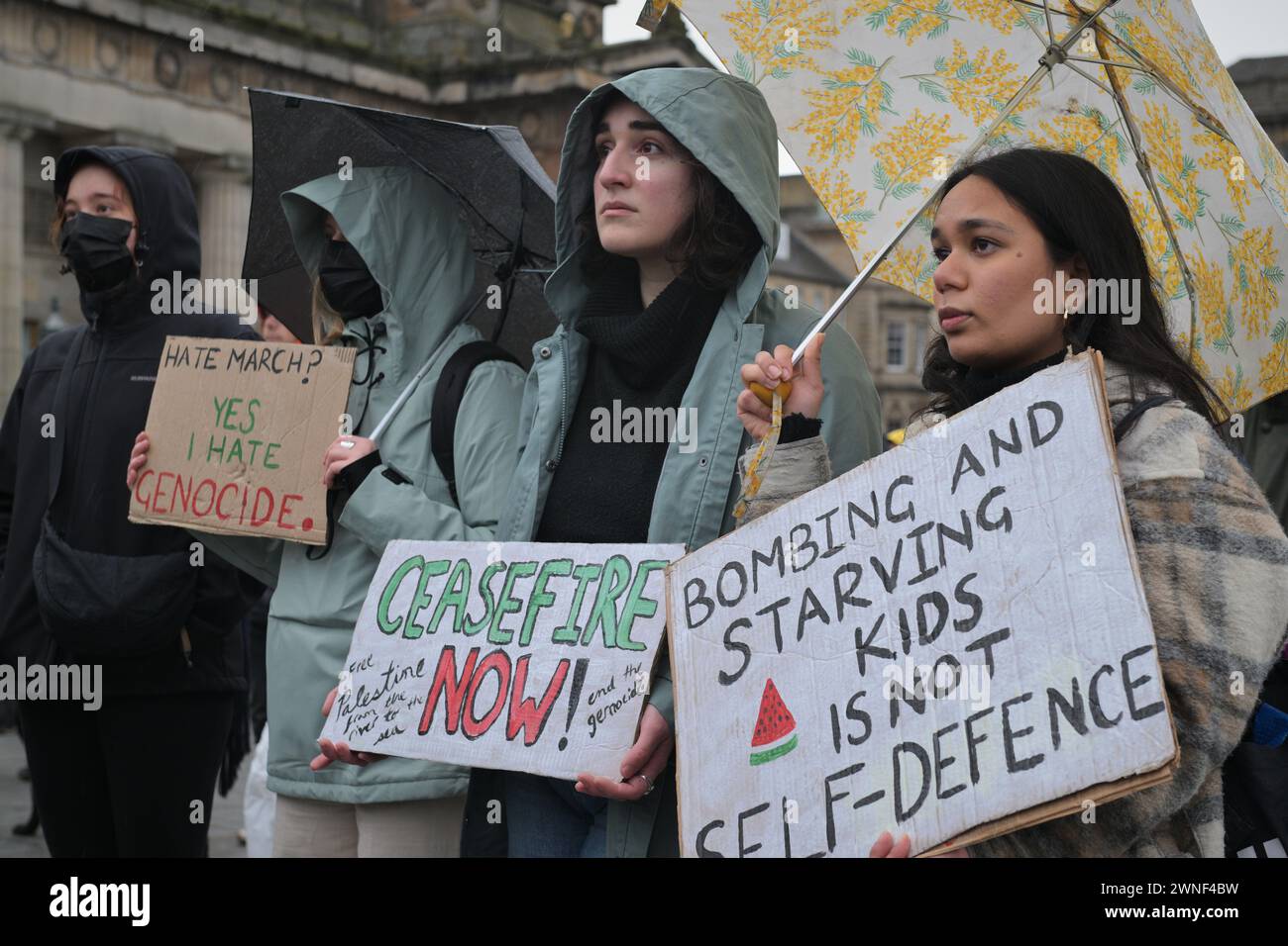 Edinburgh Scotland, UK 02 March 2024. Pro Palestinian protesters gather ...