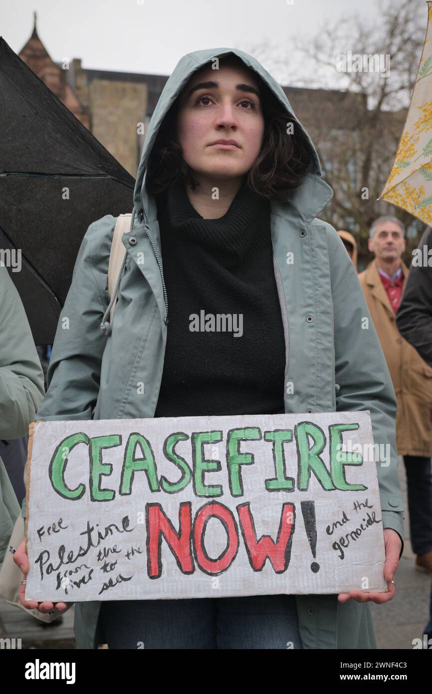 Edinburgh Scotland, UK 02 March 2024. Pro Palestinian protesters gather ...
