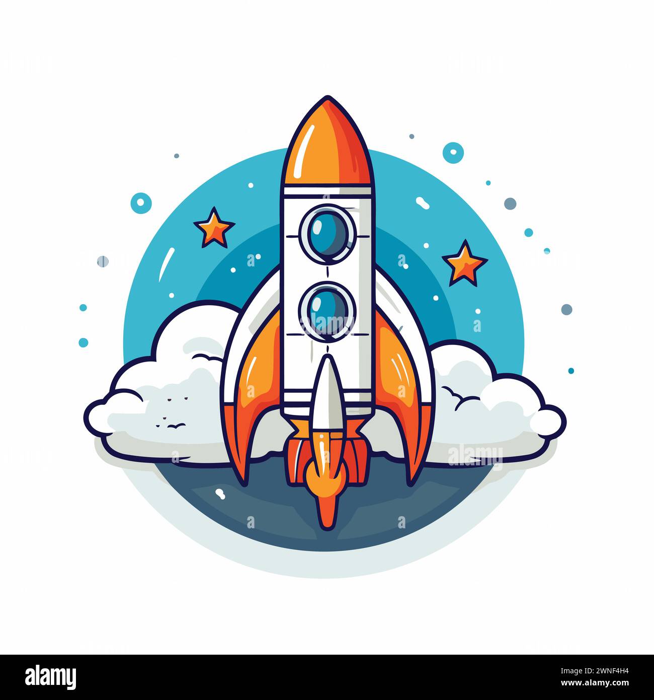 Rocket icon in flat style on white background. Startup vector ...