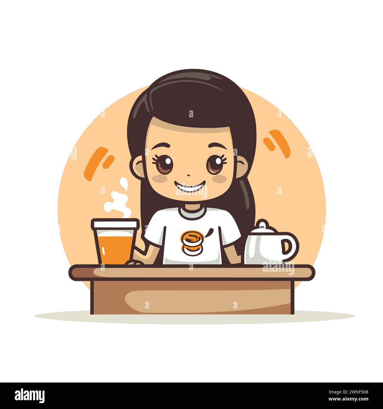 Girl drinking coffee Stock Vector Images - Alamy