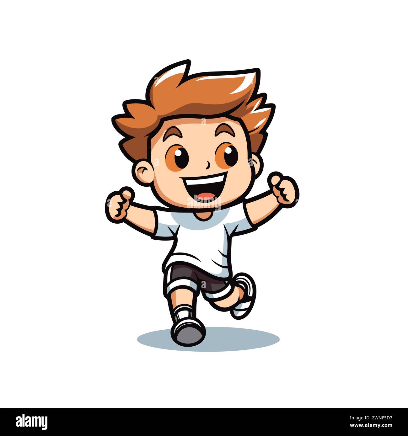 Boy running cartoon character vector illustration. Isolated on white ...