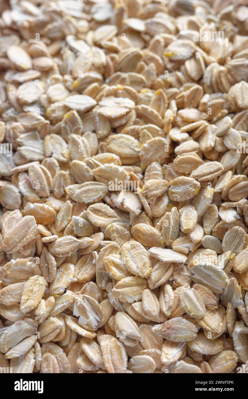Close up photo of rye flakes, selective focus, food background Stock ...
