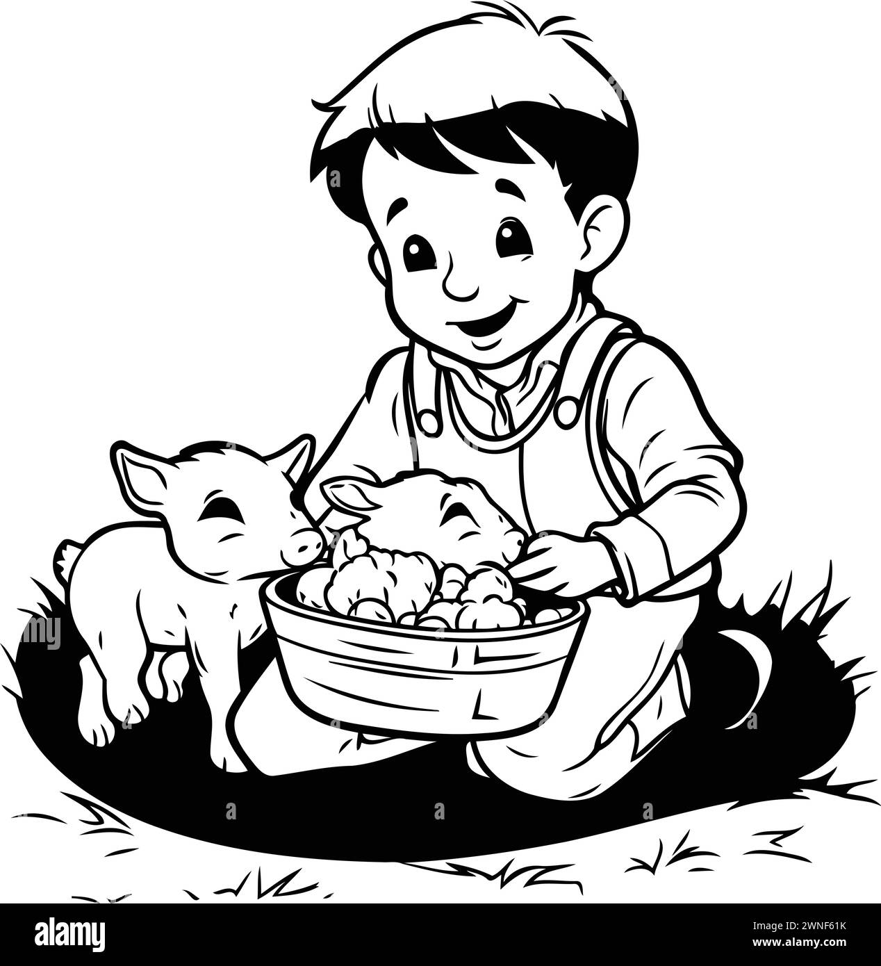 Boy feeding Stock Vector Images - Alamy