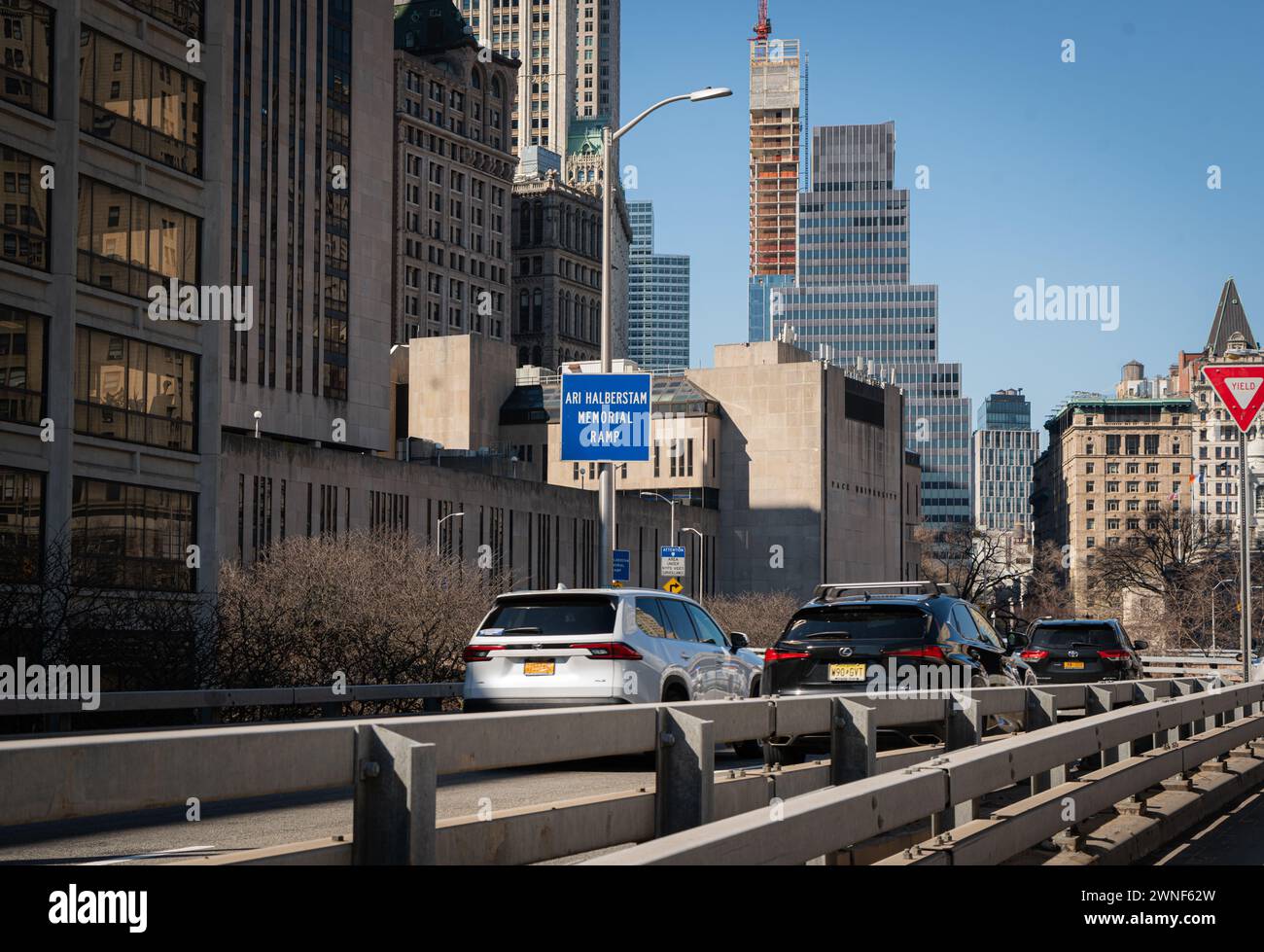 New York City, USA. 01st Mar, 2024. The ramp to the Brooklyn Bridge at ...