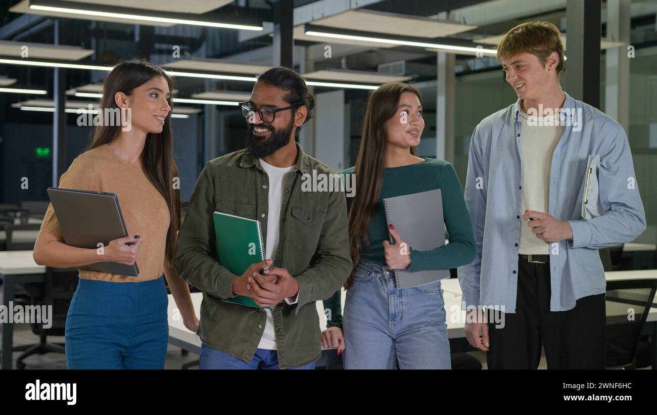 Happy young corporate employees business team diverse multiracial ...