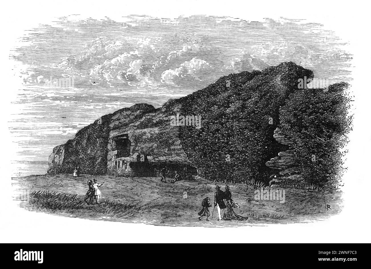 The Ruins of Richborough Castle, Kent, England; 19th century: Black and ...