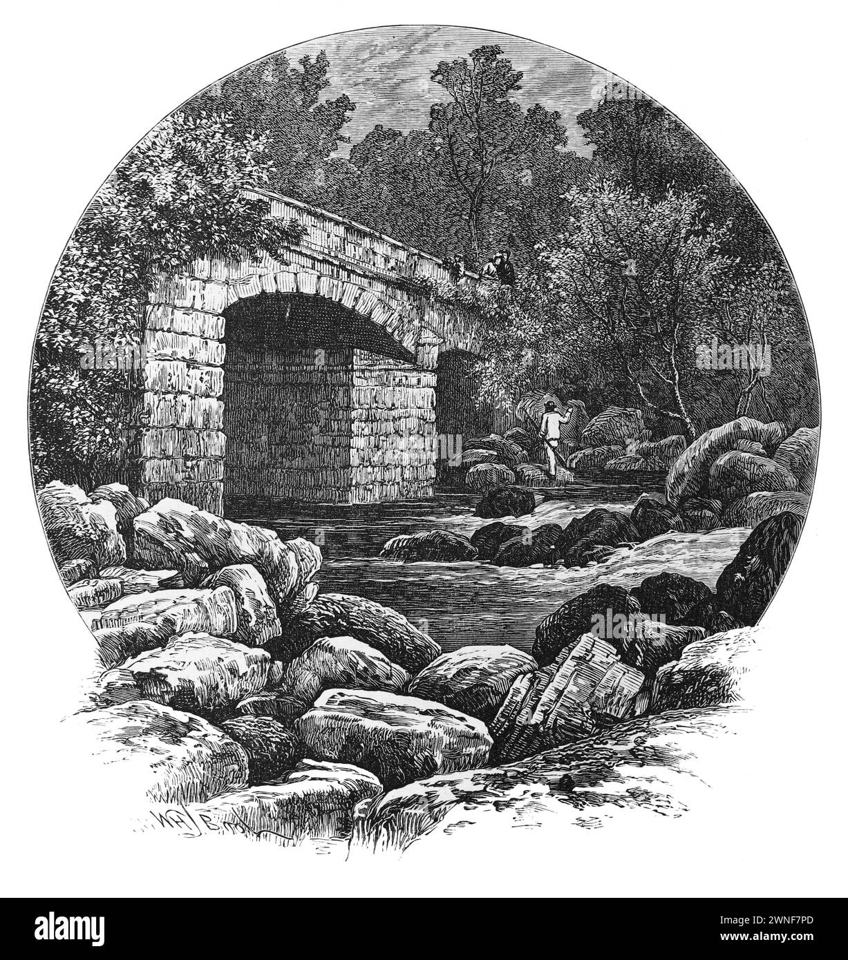 Shaugh Bridge, Dartmoor, near Shaugh Prior, Devon; 19th century; Black ...