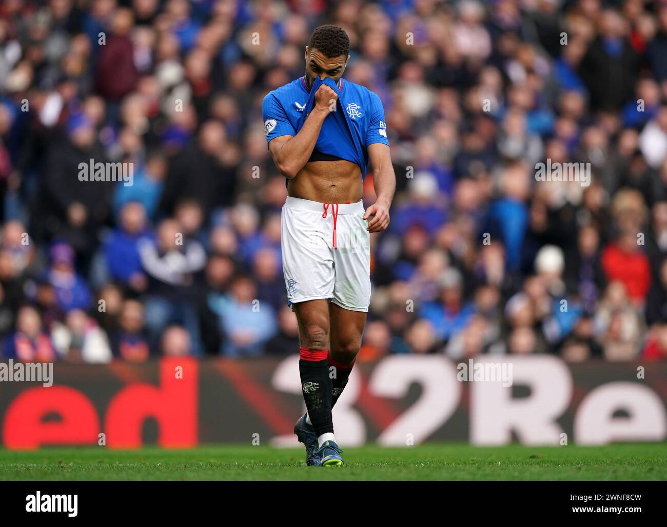Rangers' Cyriel Dessers reacts during the cinch Premiership match at ...
