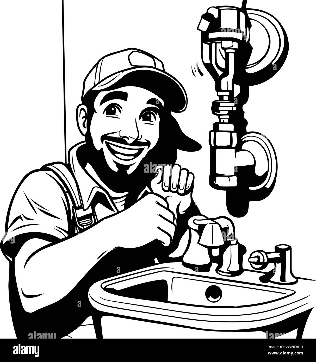Plumber. Repairman. Vector illustration ready for vinyl cutting Stock ...