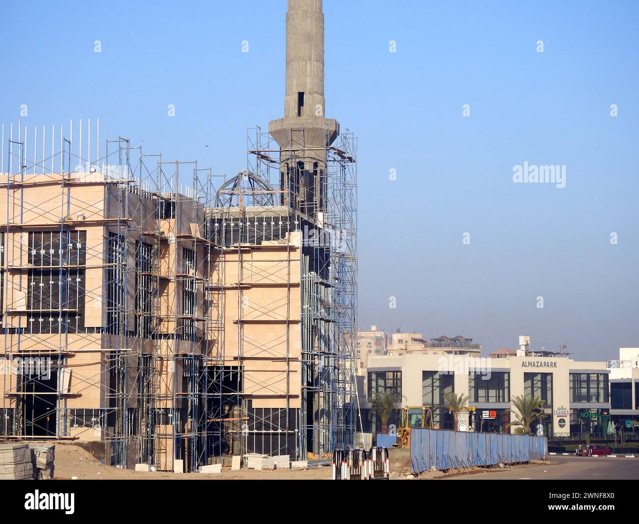 Cairo, Egypt, December 16 2023: A construction site of a new mosque ...