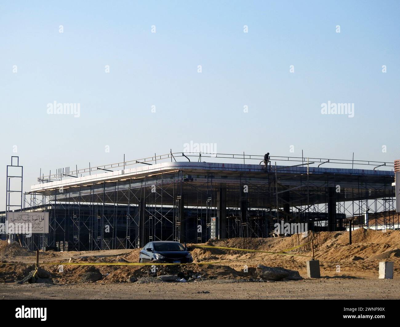 Giza, Egypt, January 6 2024: a fuel gas and oil station under ...