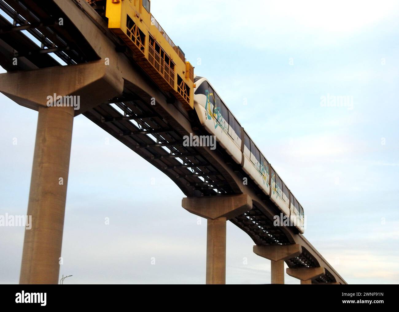 Cairo, Egypt, February 22 2024: installation of Egypt monorail vehicle ...