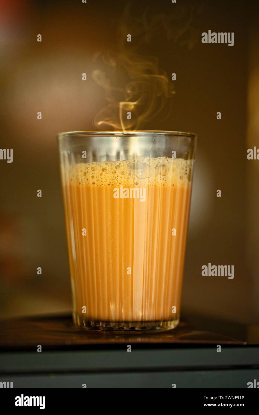 Fresh milk tea Indian Kadak Chai Indian style milk tea Stock Photo - Alamy