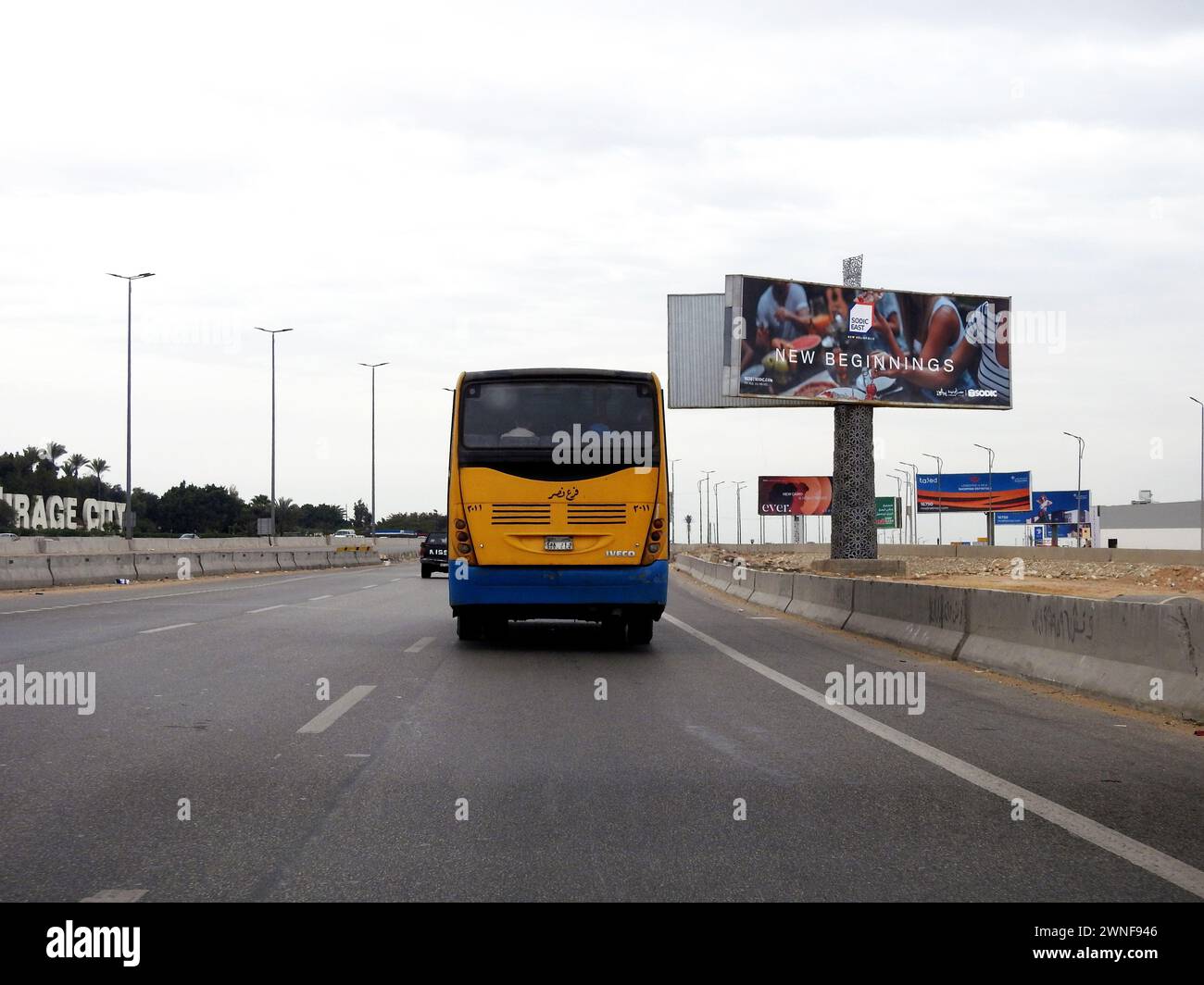 Cairo, Egypt, February 23 2024: A public transport Egyptian bus on a ...